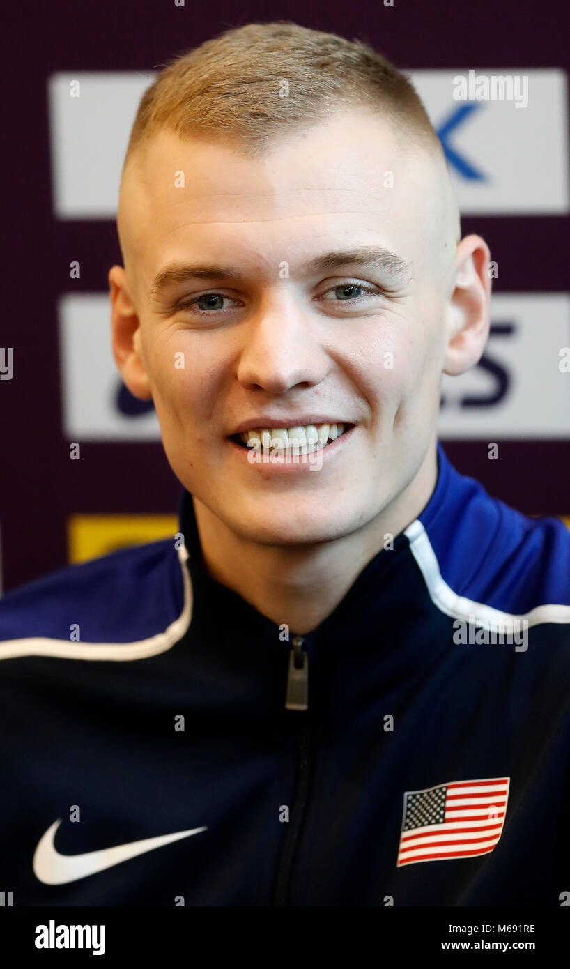 USA Pole Vaulter Sam Kendricks, during a press conference at The Arena ...