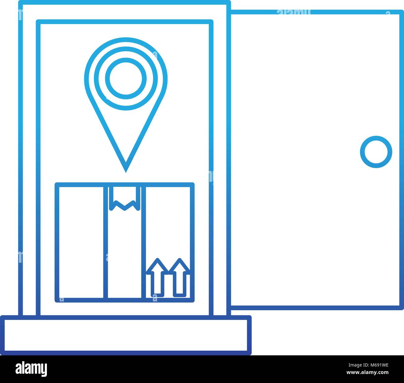 degraded line door with box package nd location symbol Stock Vector ...