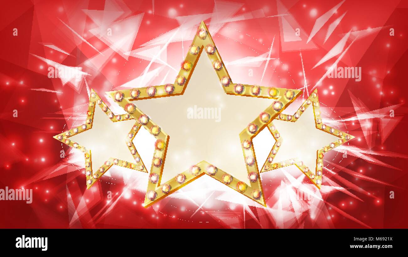 Gold Star Vector. Rays. Three Silhouette Of Gold Disco, Casino ...