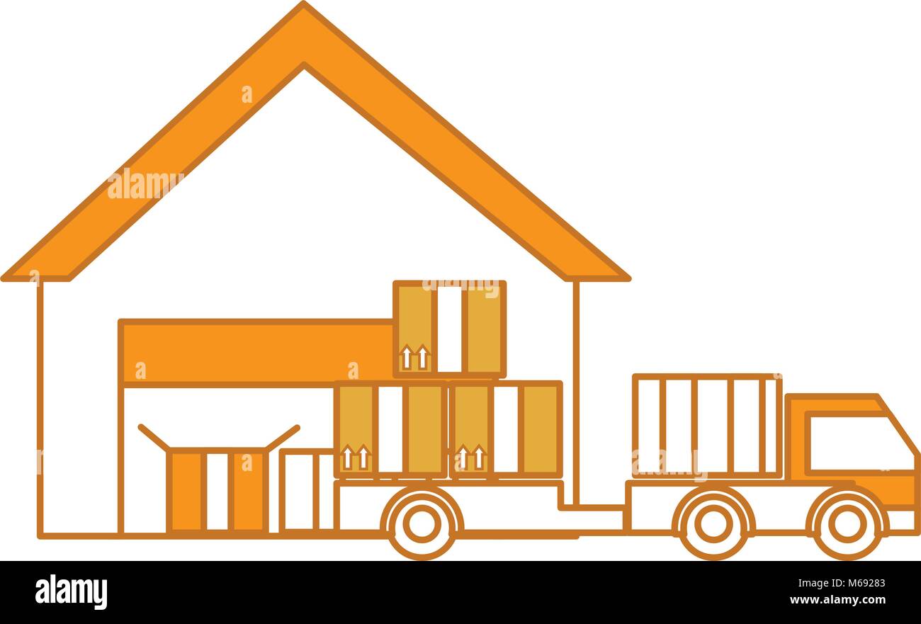 color delivery store with truck and packages service Stock Vector Image ...