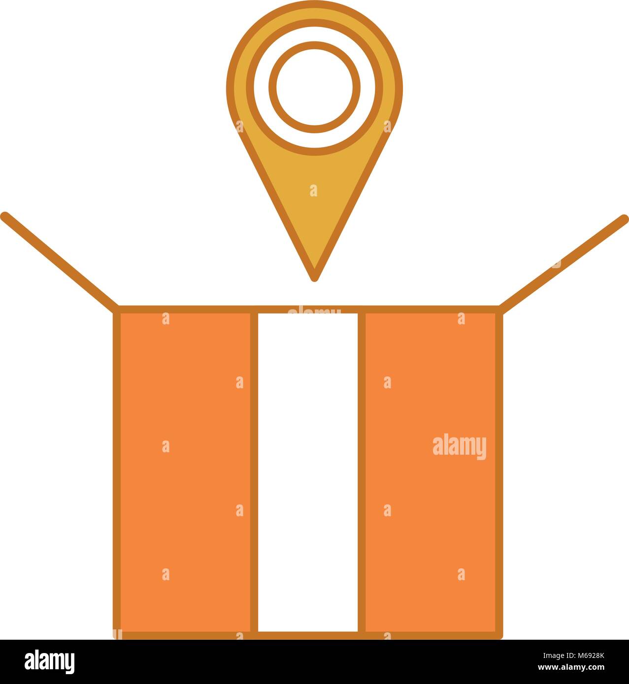 color open delivery package with location symbol Stock Vector Image ...