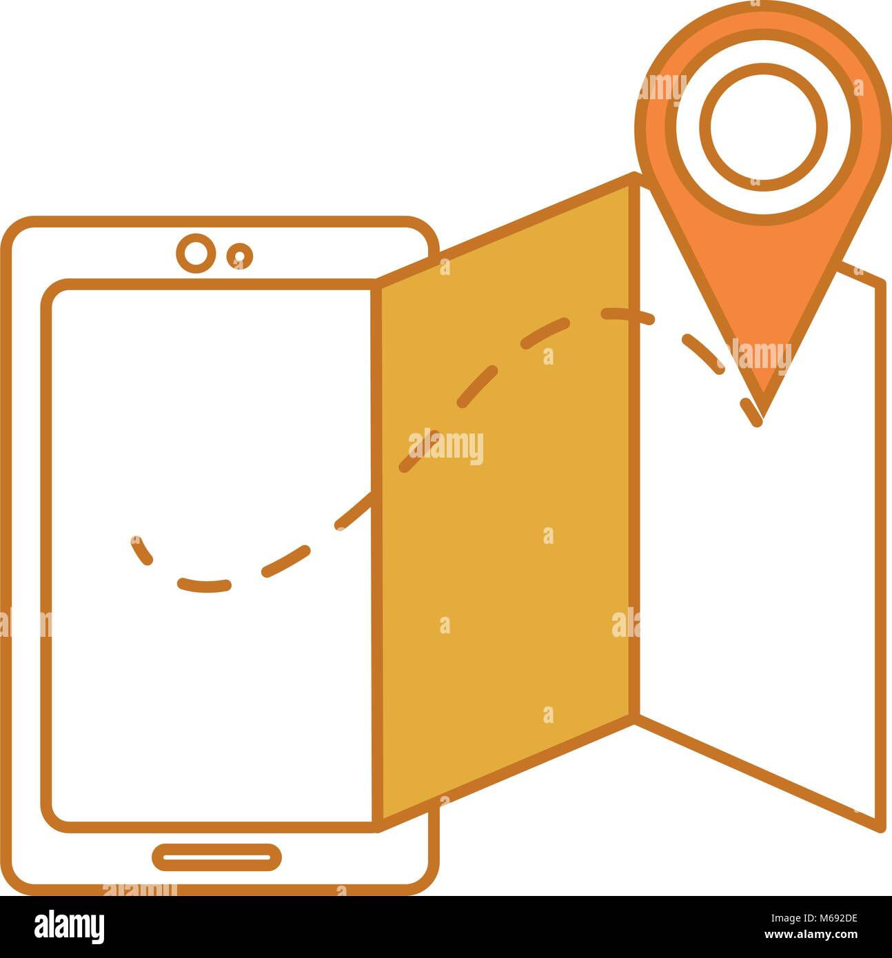 color smartphone technology with geographyc map and location symbol ...