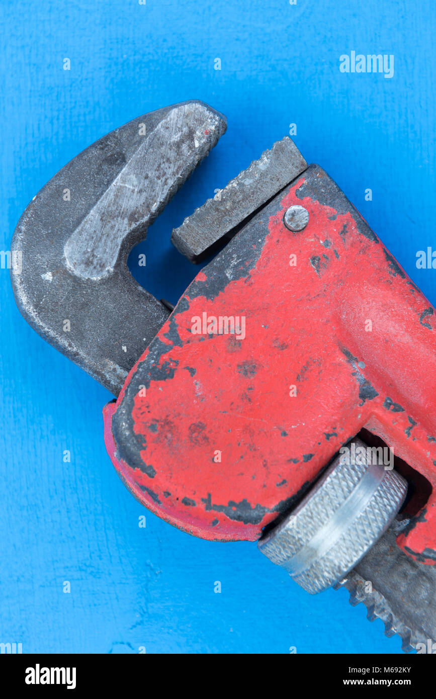 tools on a blue background Stock Photo - Alamy