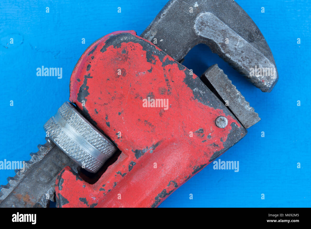 tools on a blue background Stock Photo - Alamy
