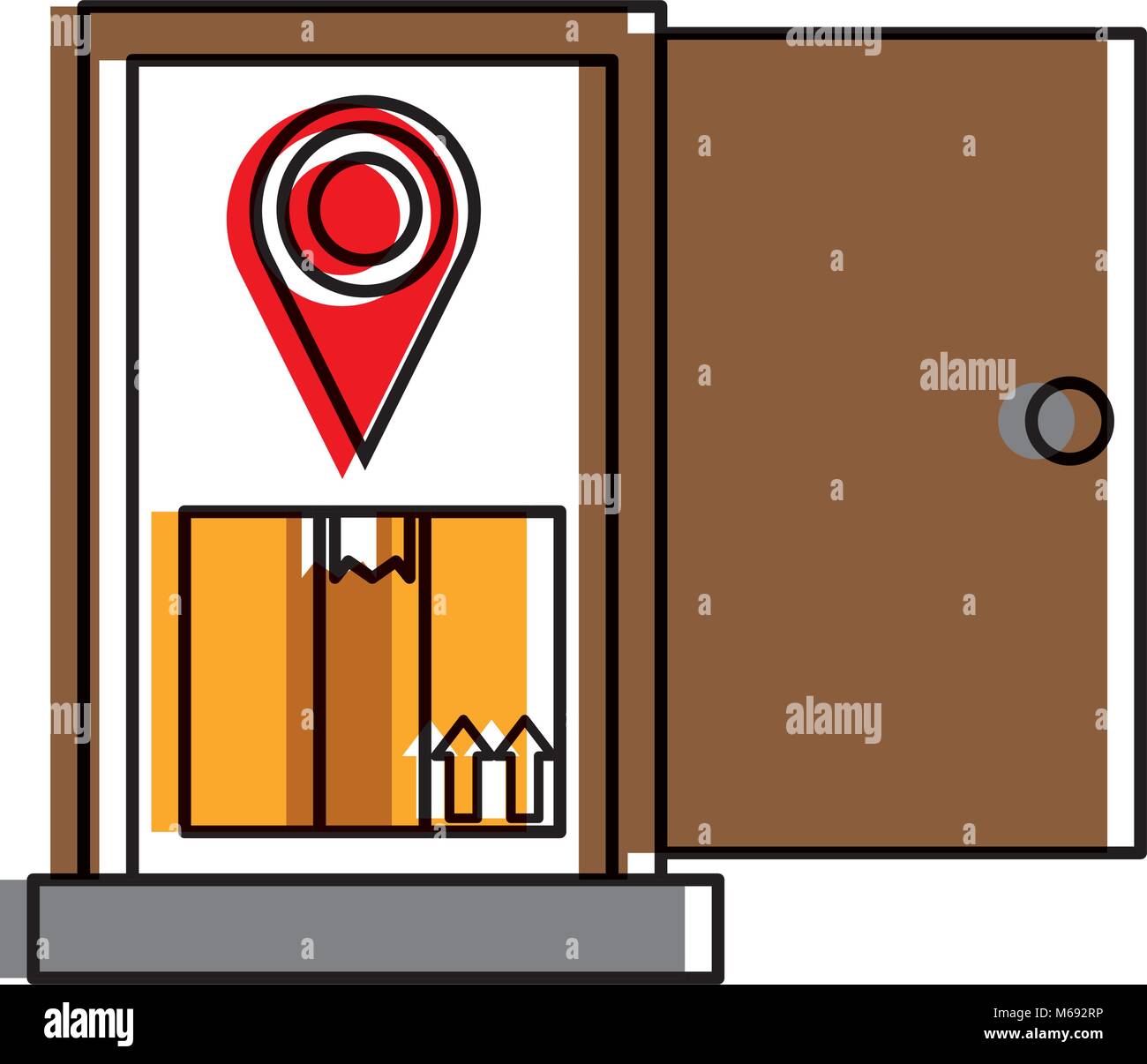 moved color door with box package nd location symbol Stock Vector Image ...