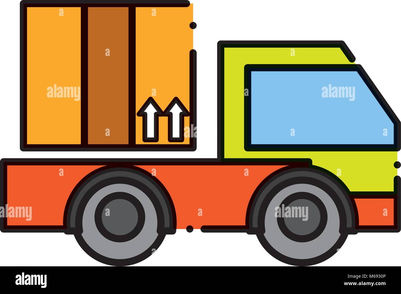 dashed line delivery truck service with business package Stock Vector ...