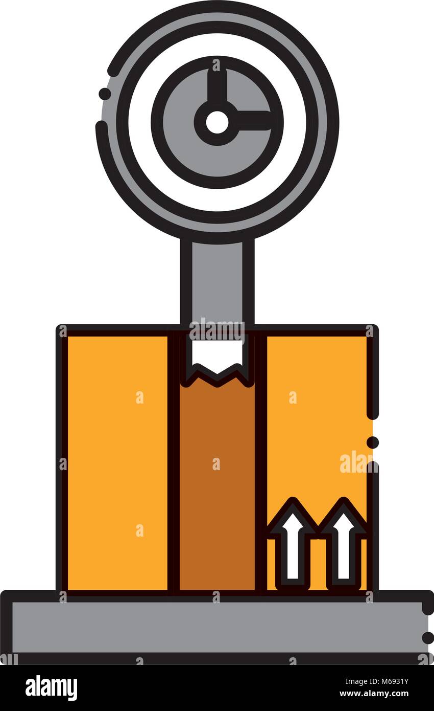 dashed line scale weight machine with delivery package Stock Vector ...