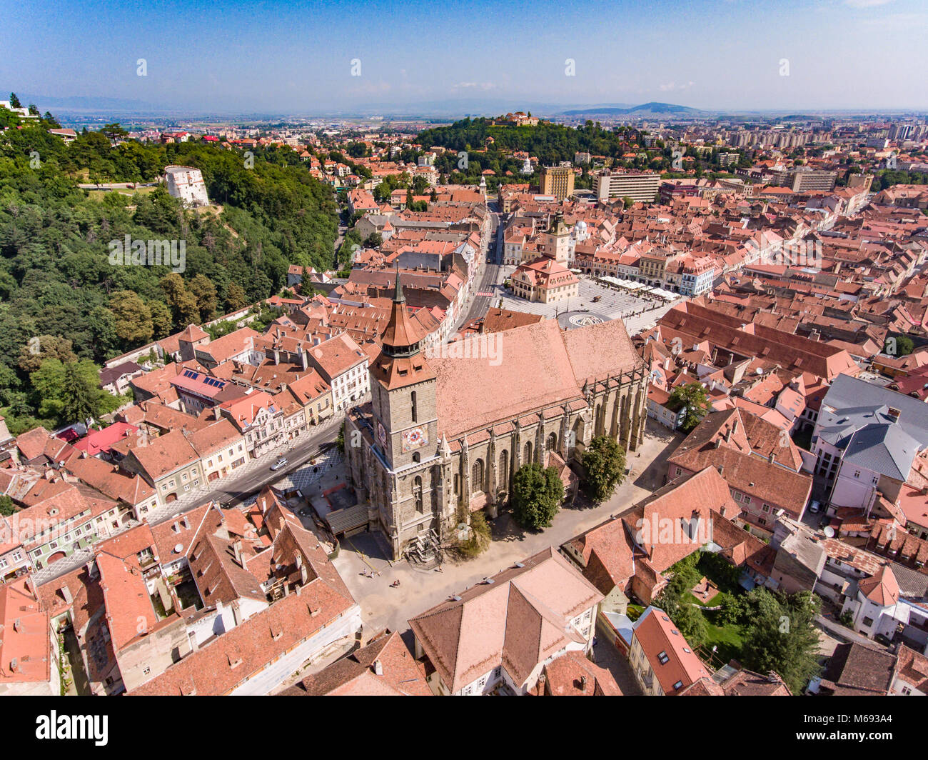 The Black Church in Brasov, Romania, aerial view Stock Photo - Alamy
