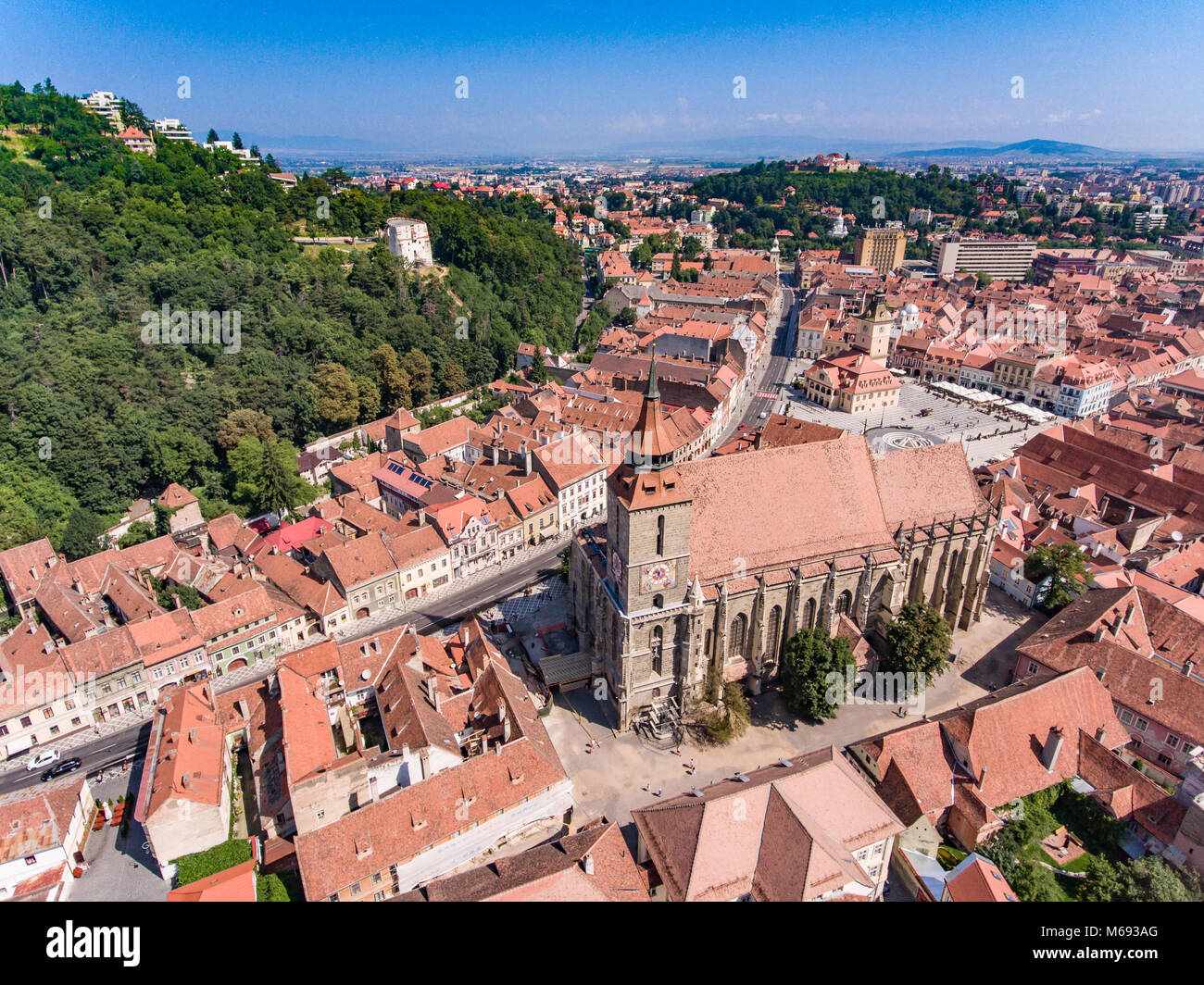 The Black Church in Brasov, Romania, aerial view Stock Photo - Alamy