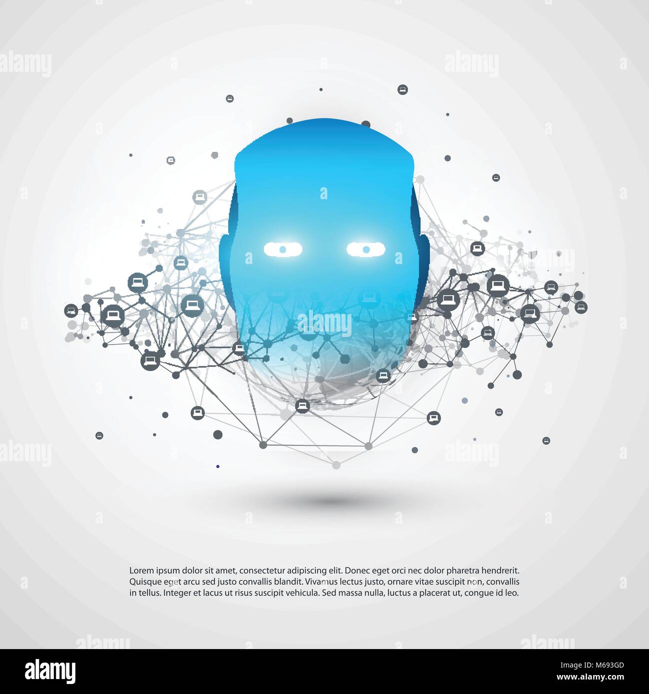 Abstract Machine Learning, Artificial Intelligence, Cloud Computing and Networks Design Concept ...