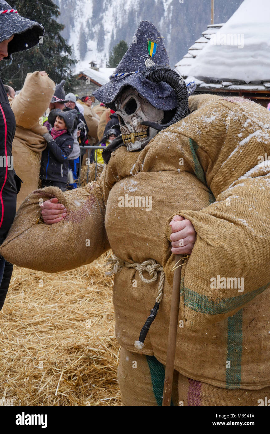 Traditional carnival in Evolene, Val d'Herens, Valais, Swiss Stock ...