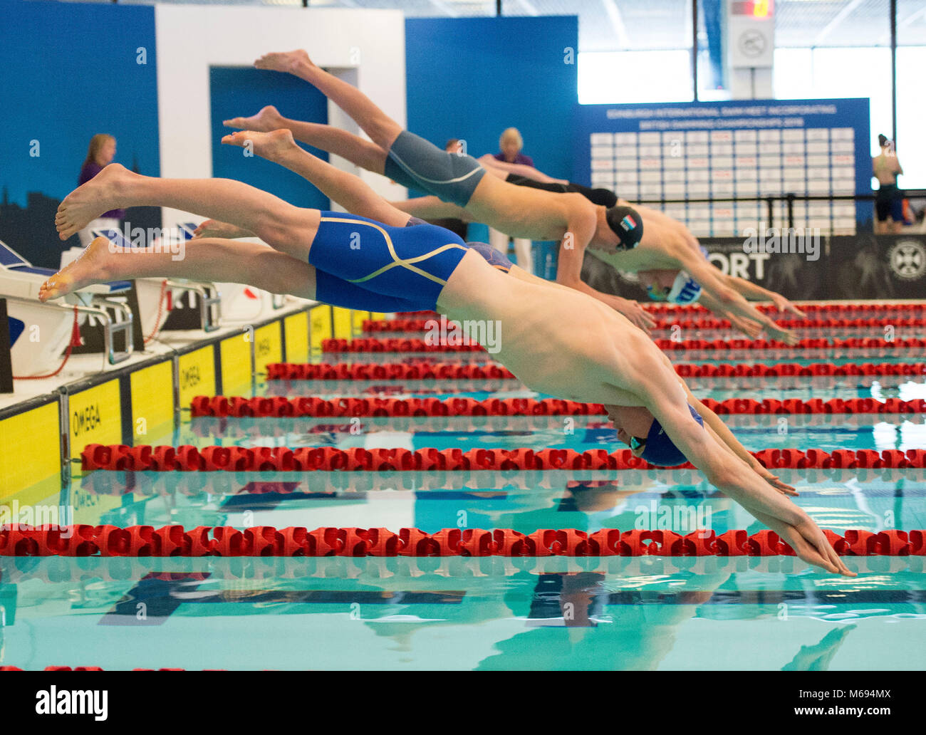Angus Nicol dives in during a heat of the Men's 100m Freestyle during ...