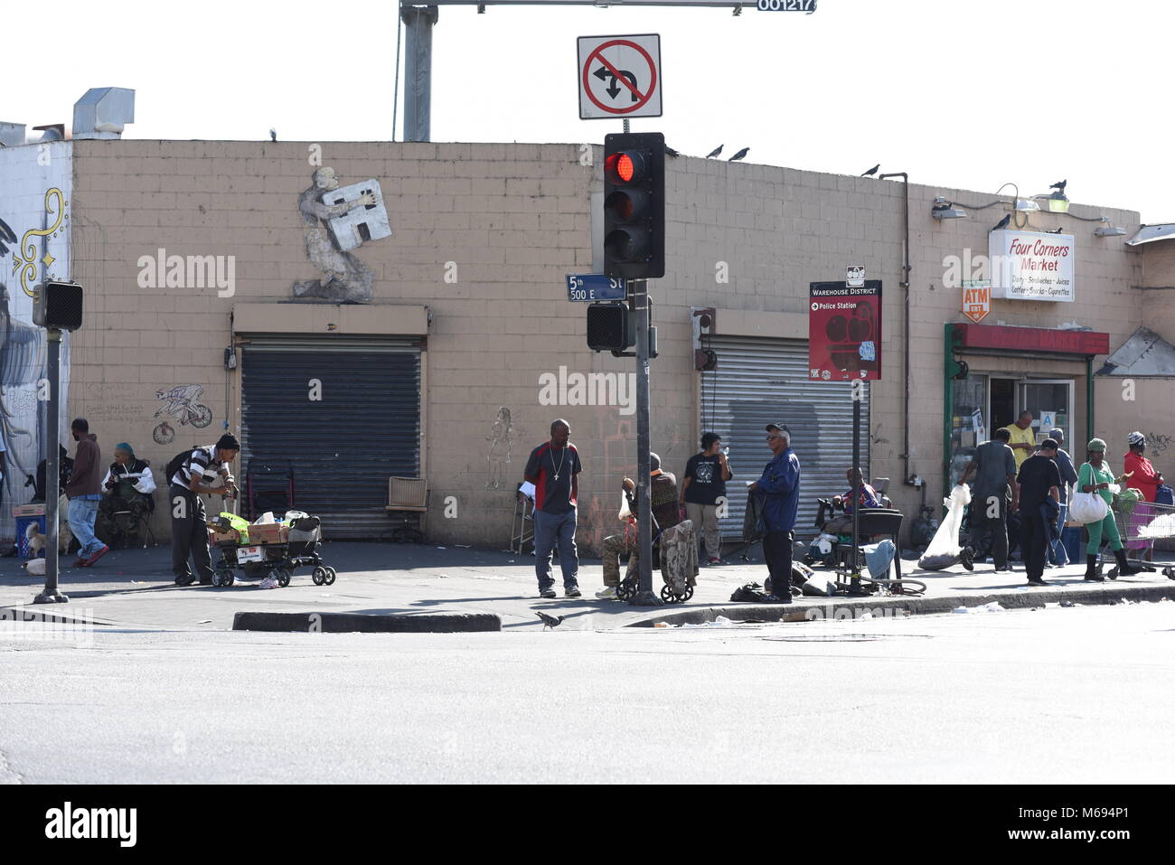 Scenes from Skid Row an area of Downtown Los Angeles which is one of ...