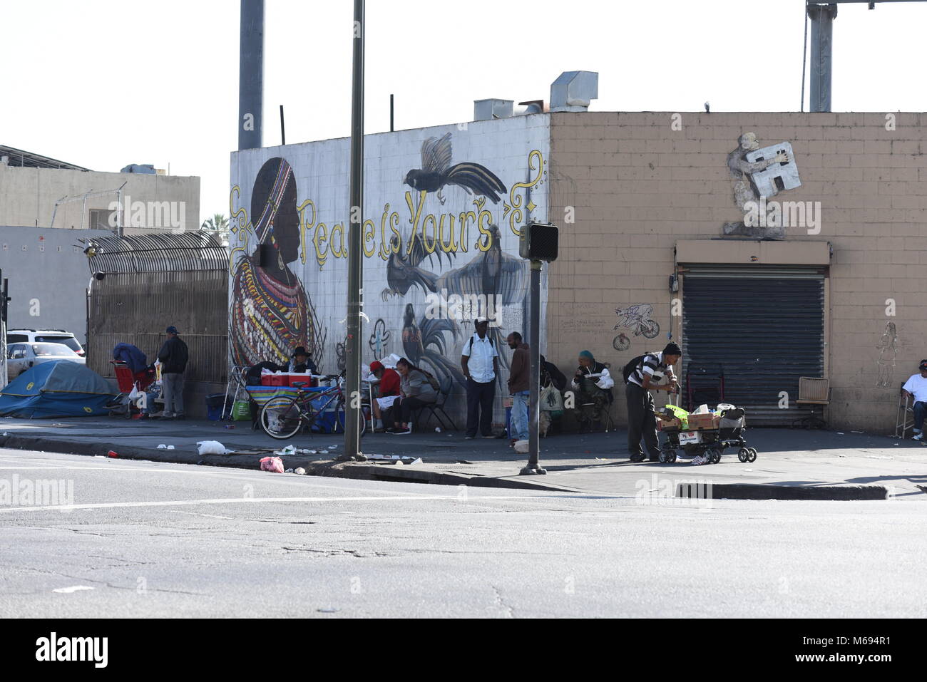 Scenes from Skid Row an area of Downtown Los Angeles which is one of ...