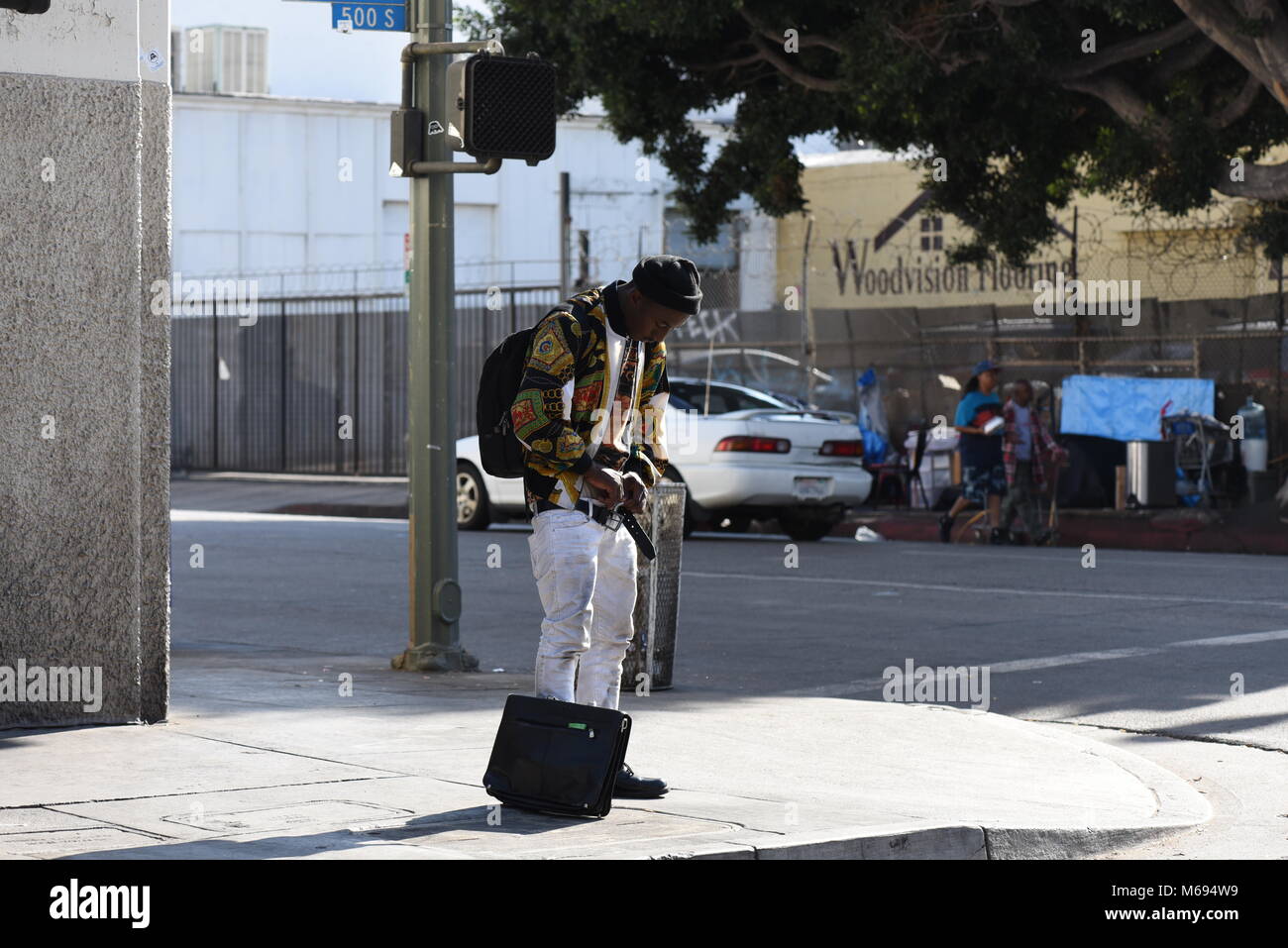 Scenes from Skid Row an area of Downtown Los Angeles which is one of ...