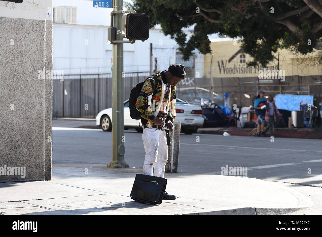 Scenes from Skid Row an area of Downtown Los Angeles which is one of ...