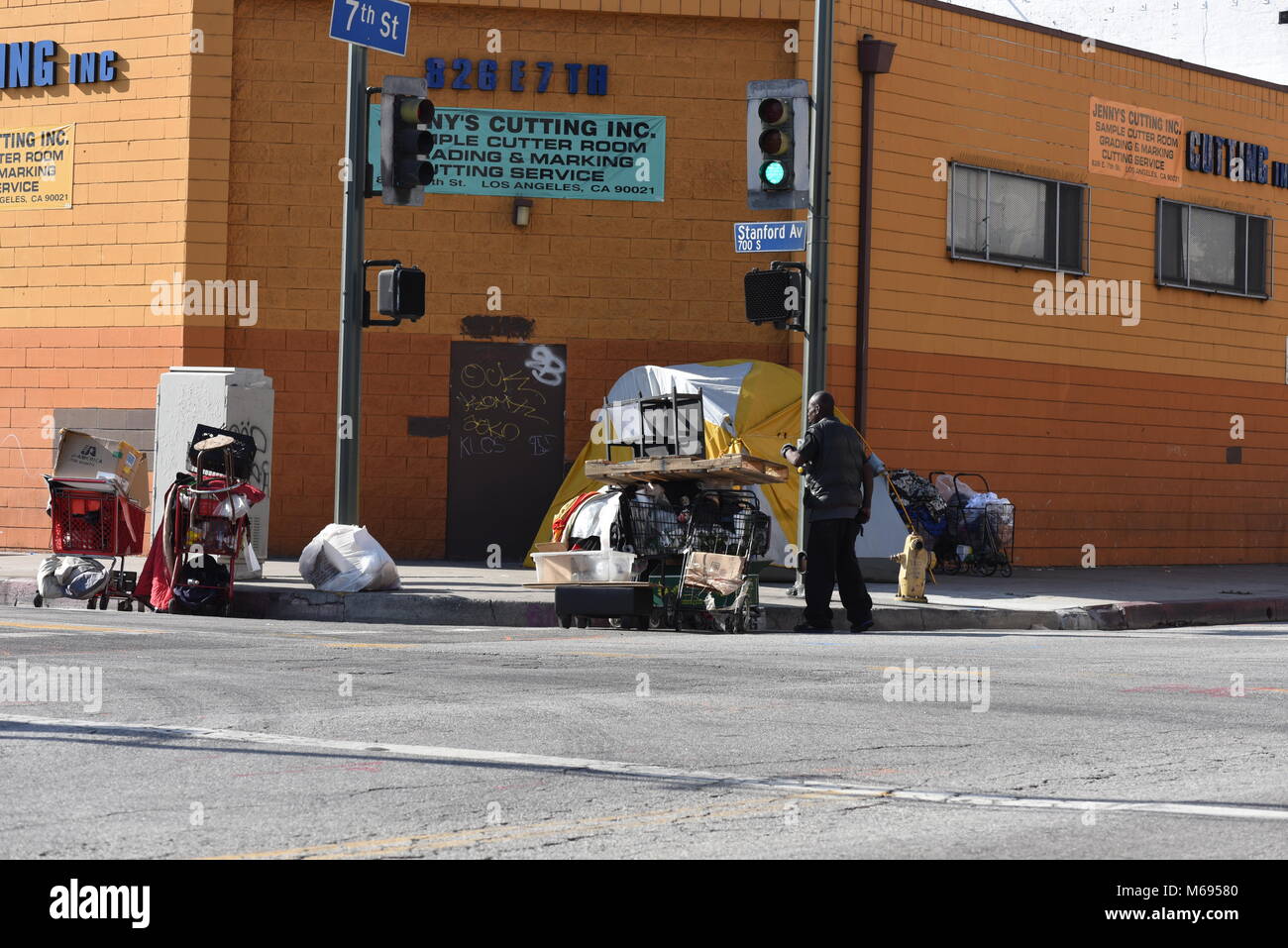 Scenes from Skid Row an area of Downtown Los Angeles which is one of ...