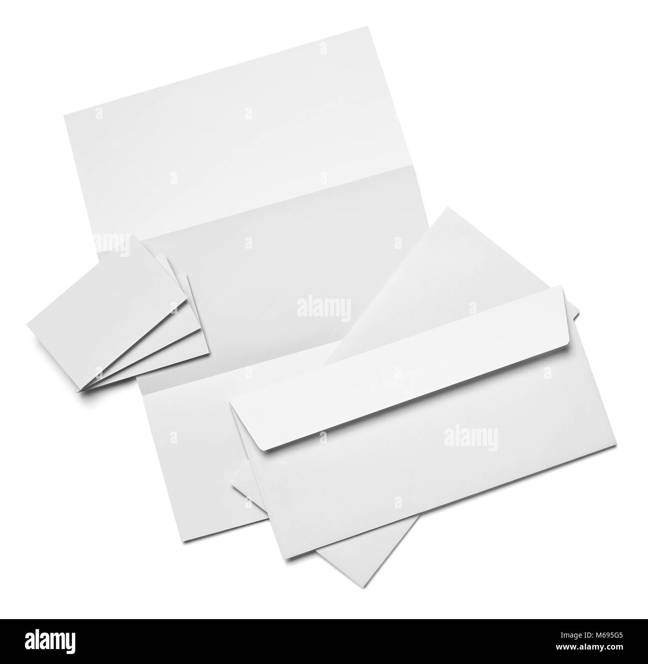 envelope, paper and business card template on white background Stock ...