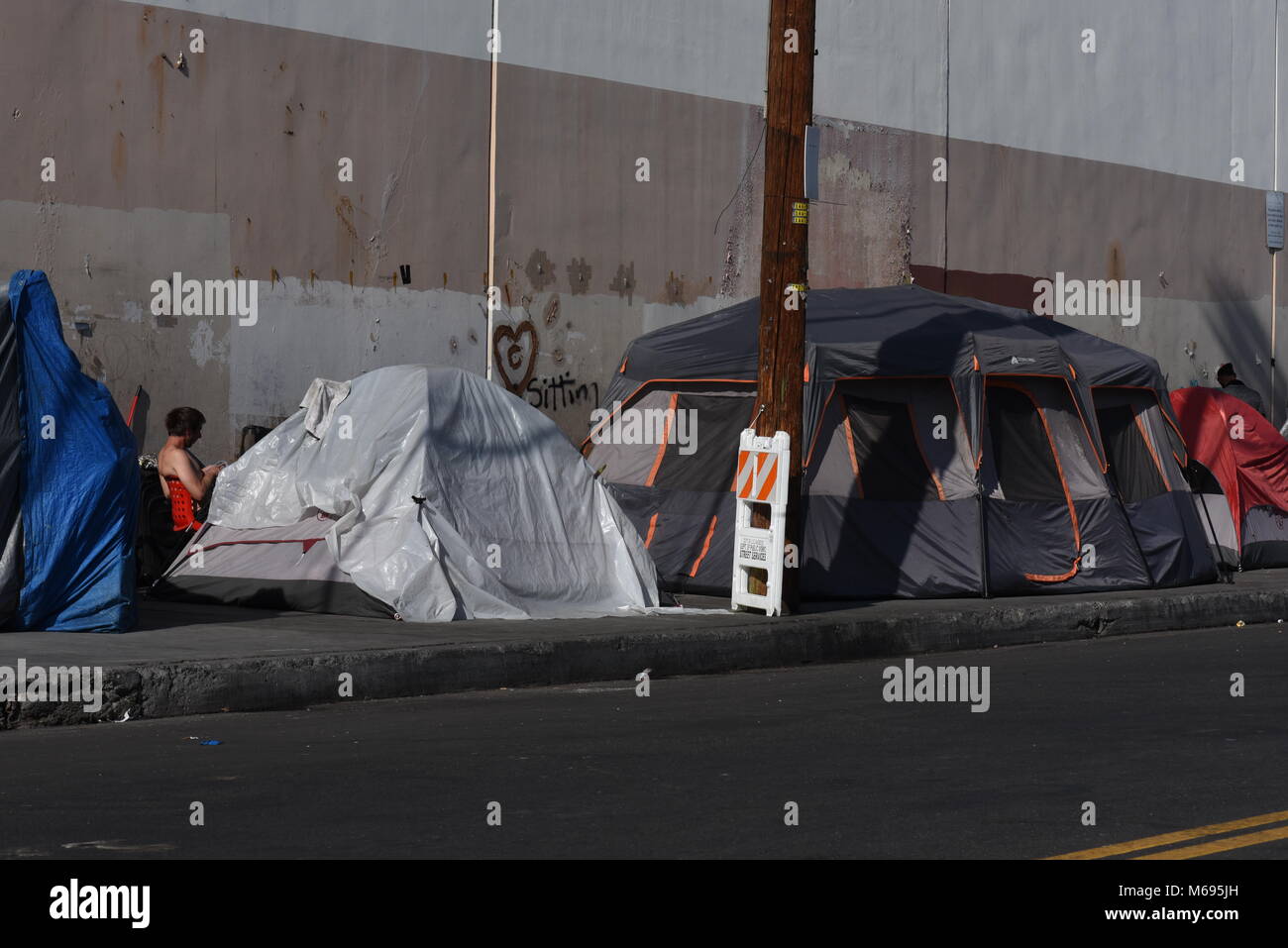 Scenes from Skid Row an area of Downtown Los Angeles which is one of ...