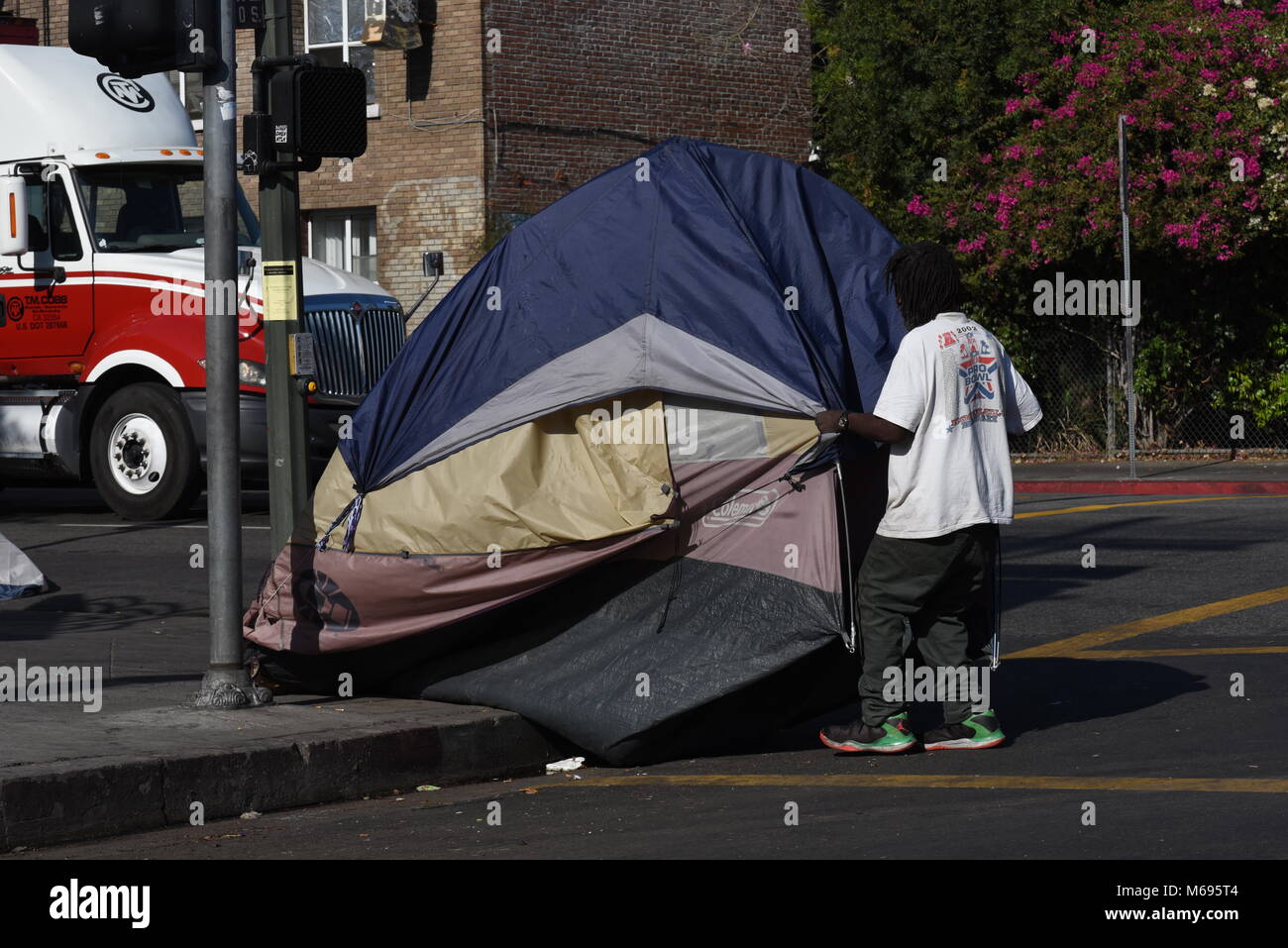 Scenes from Skid Row an area of Downtown Los Angeles which is one of ...