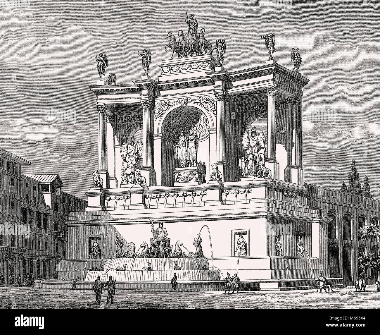 The fountain of Alexander Severus at Rome, Italy, 19th Century Stock ...