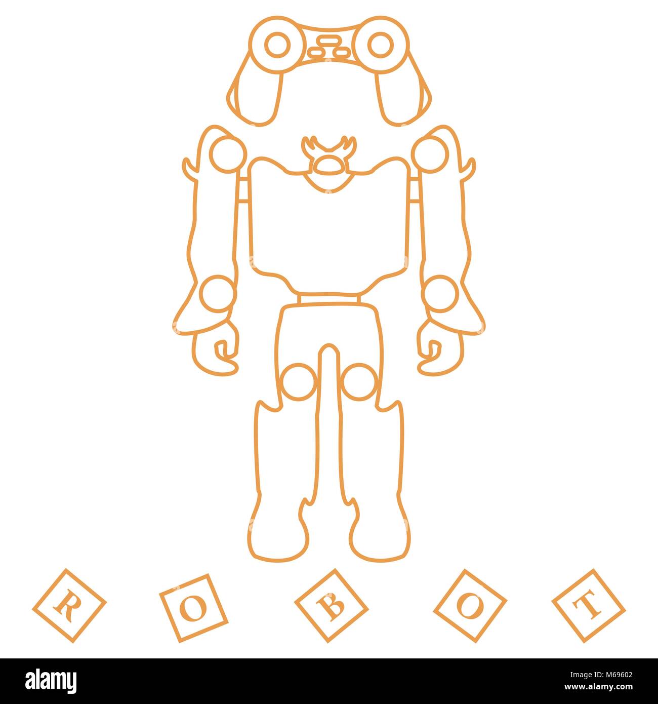 Toys for children: robot, remote control, cubes. Design for banner ...