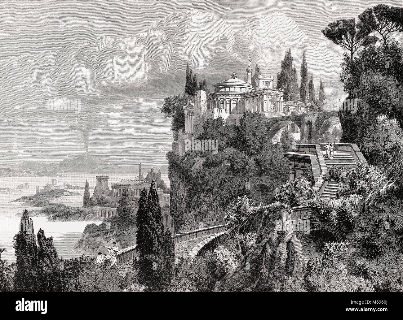 Luxurious villa at Baiae, ancient Roman town, Gulf of Naples, Italy ...