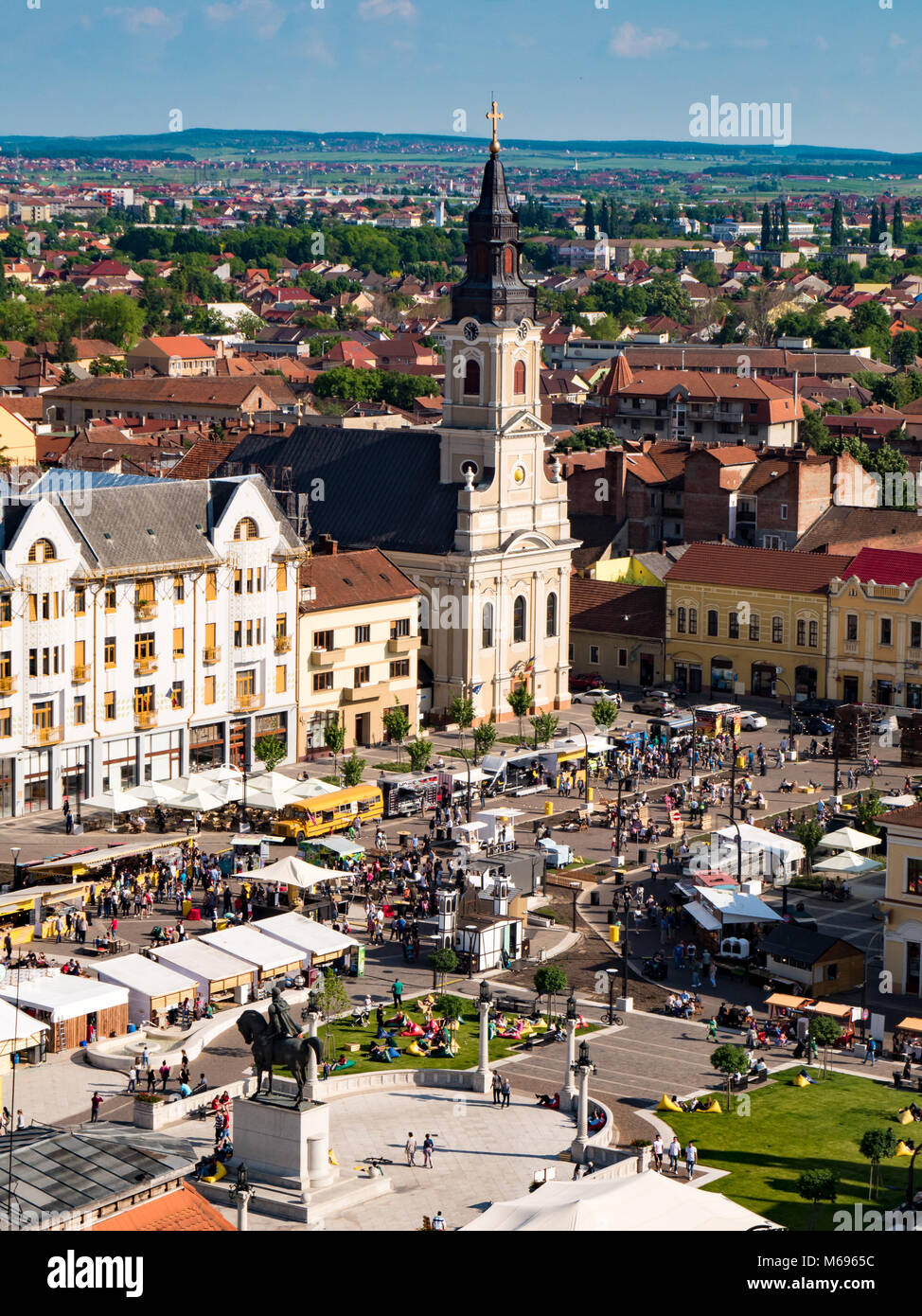 Ordea main square - Unirii Square city center aerial view Stock Photo ...