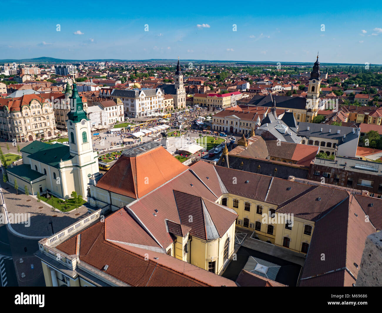 Oradea city center from above aerial view Stock Photo - Alamy