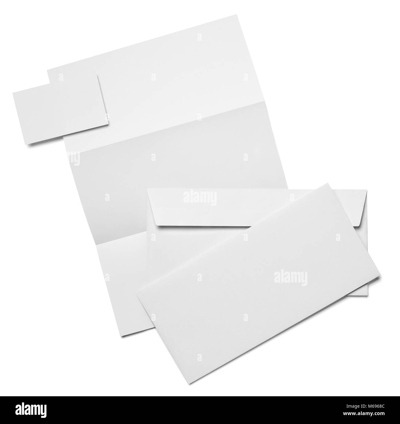 envelope, paper and business card template on white background Stock ...