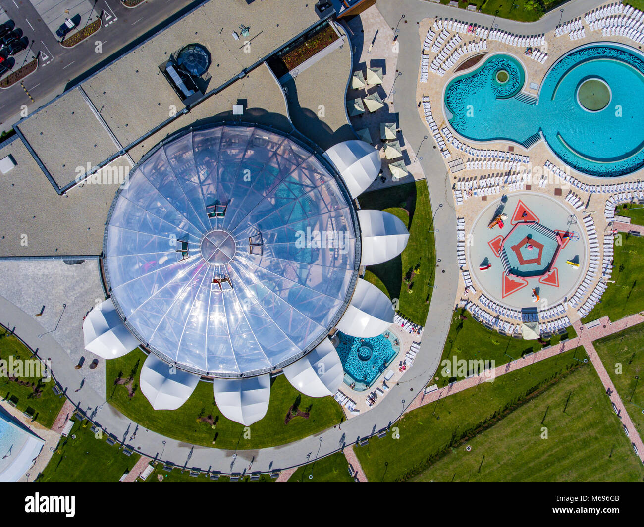 Oradea, Romania - May 17, 2017: Oradea waterpark with waterslides and ...