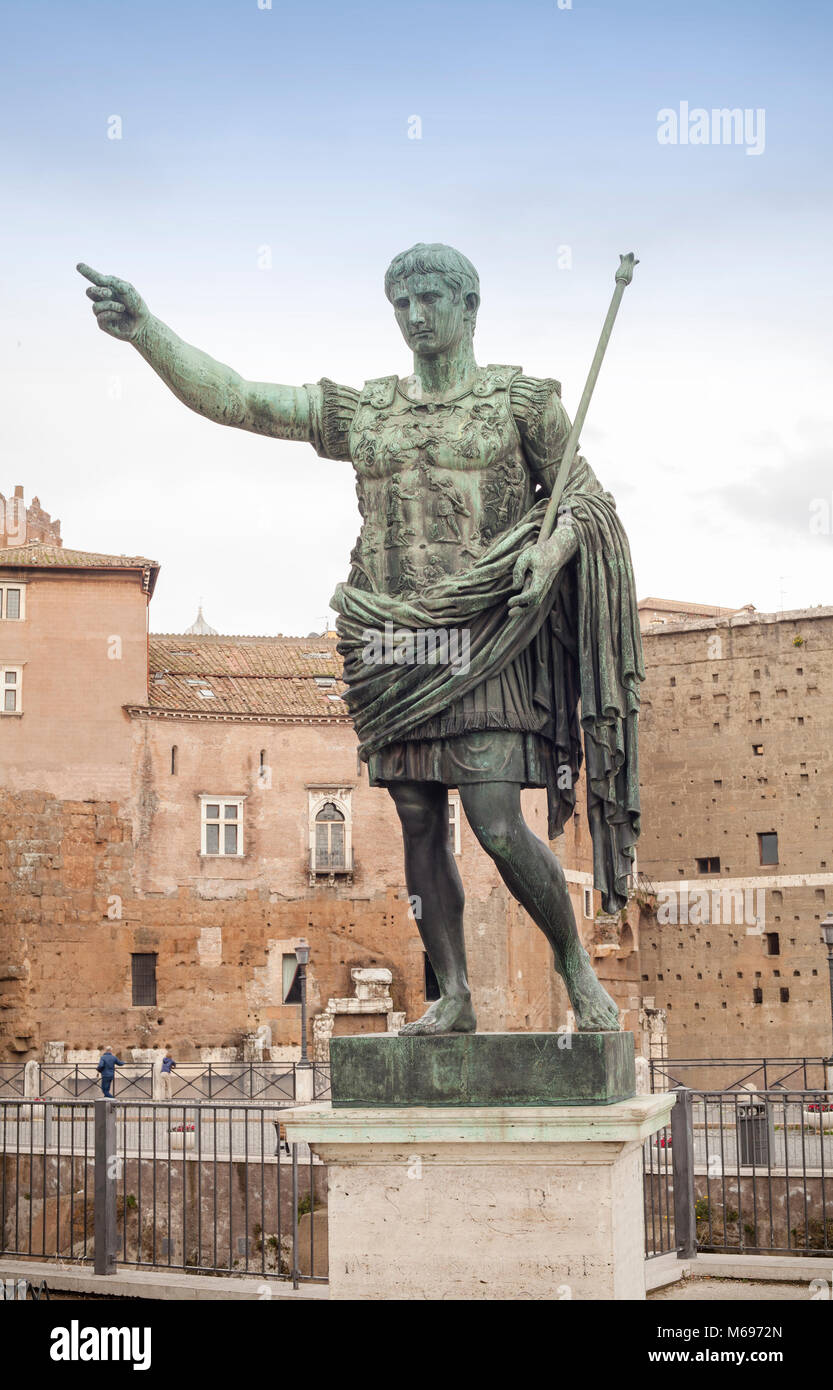 statue of Trajan emperor in Rome city, Italy Stock Photo - Alamy
