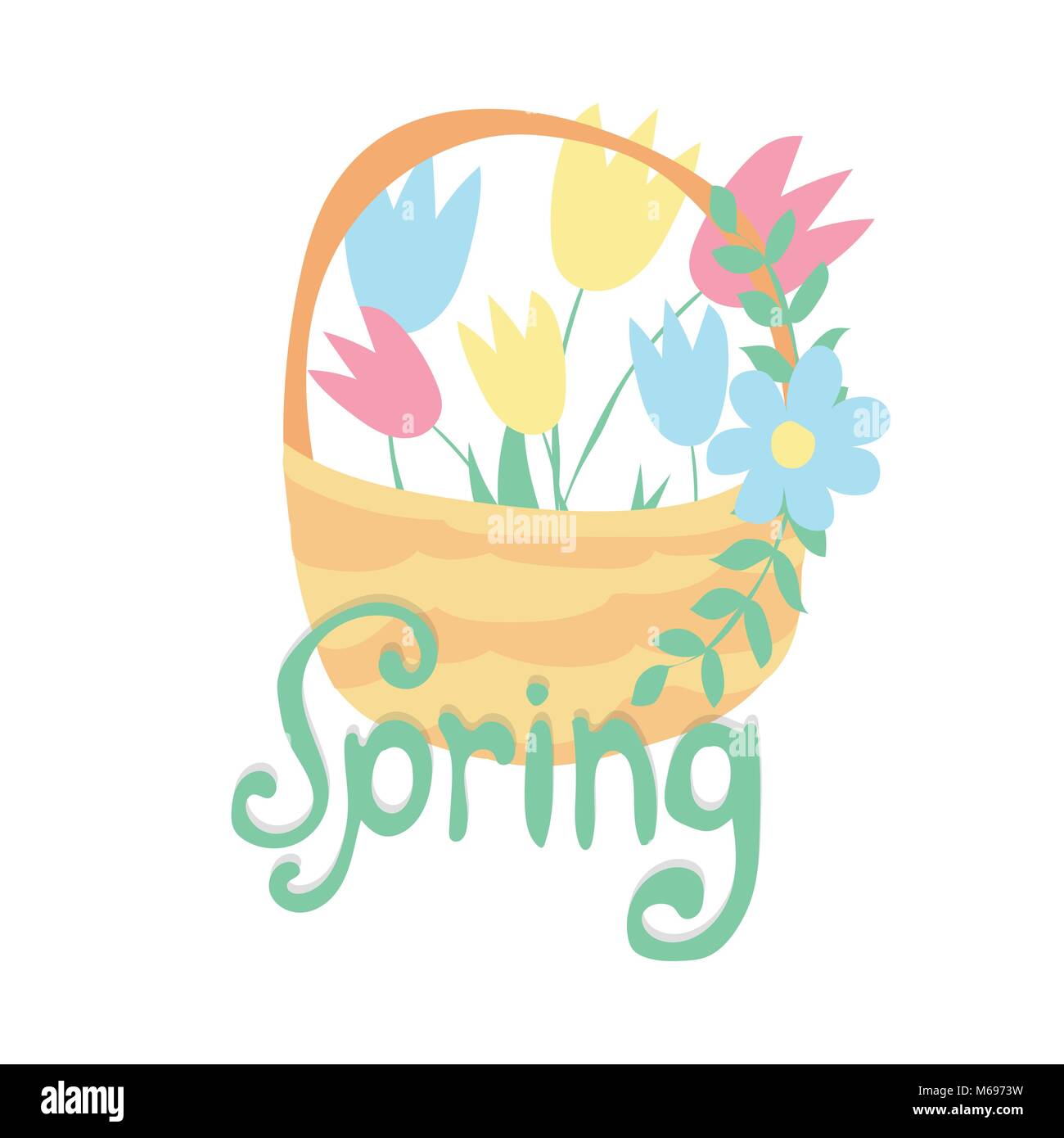 Spring text with tulip flower. Vector illustration Stock Vector Image ...