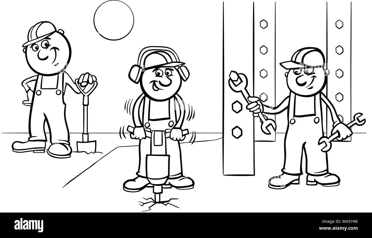 Cartoon illustration man workman screw Cut Out Stock Images & Pictures ...