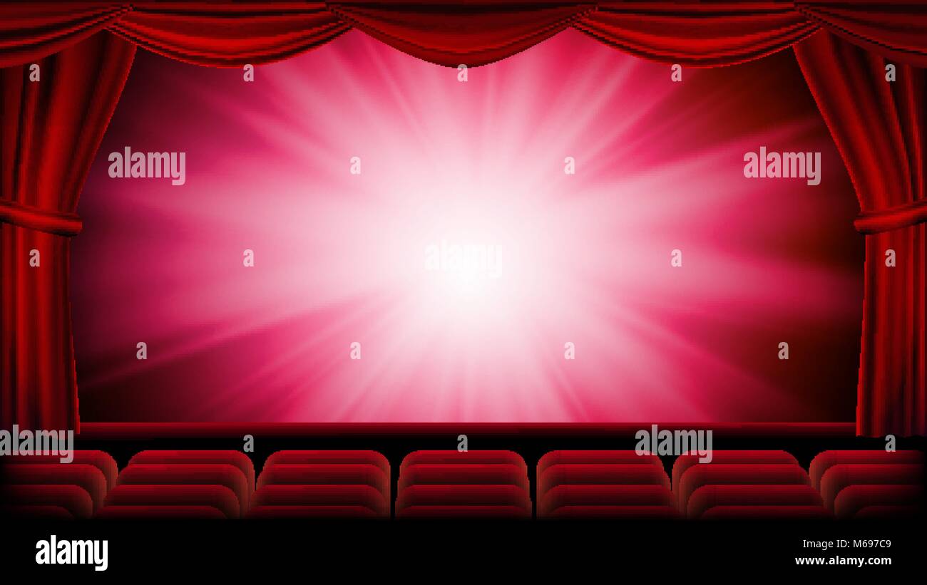 Red Theater Curtain Vector. Red Background. Theater, Opera Or Cinema ...