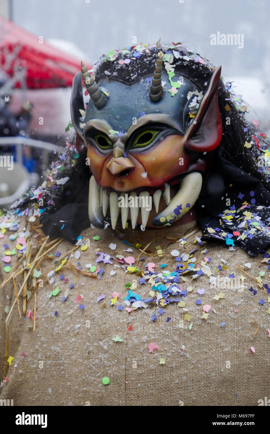 Traditional carnival in Evolene, Val d'Herens, Valais, Swiss Stock ...