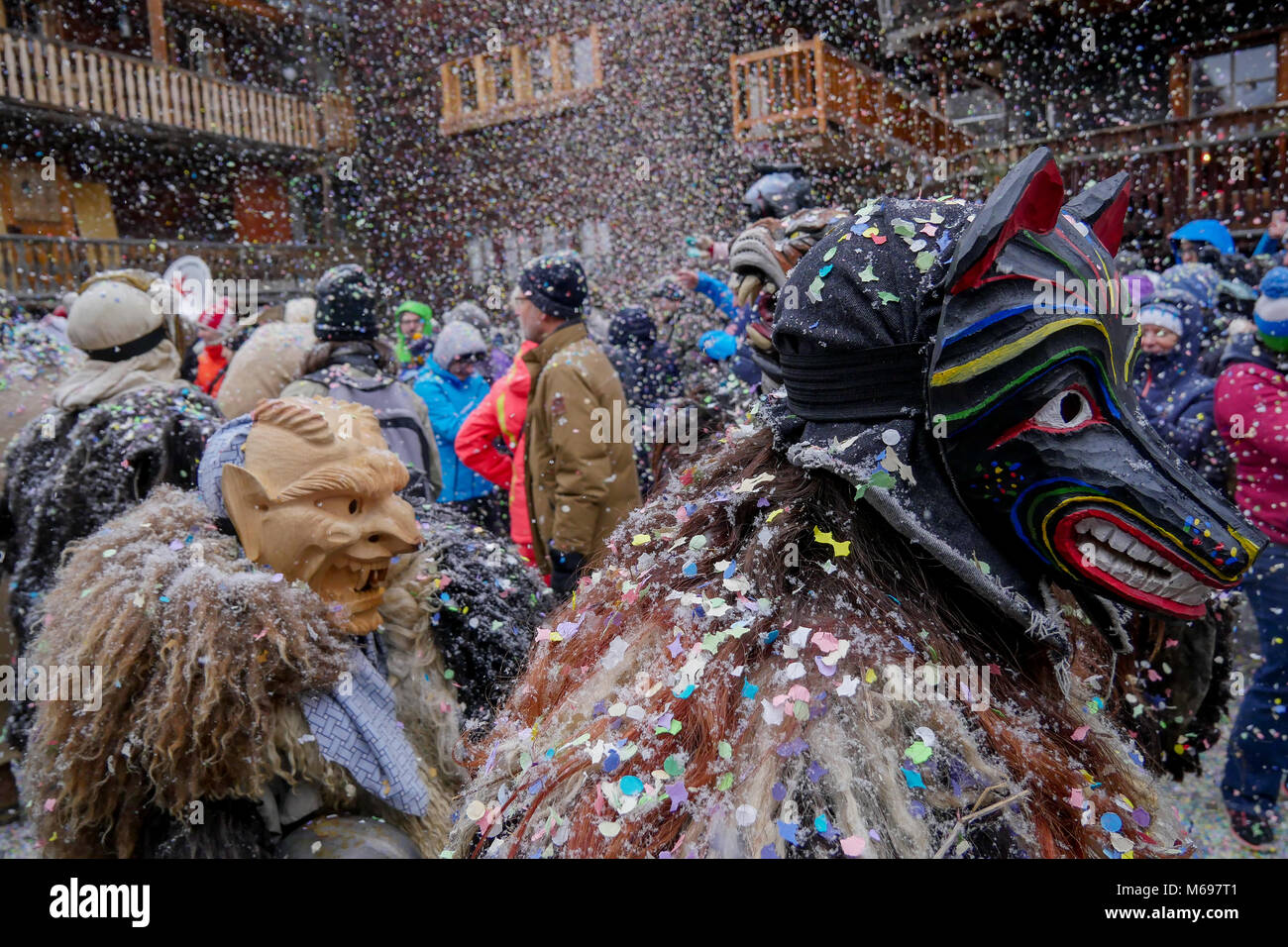 Traditional carnival in Evolene, Val d'Herens, Valais, Swiss Stock ...