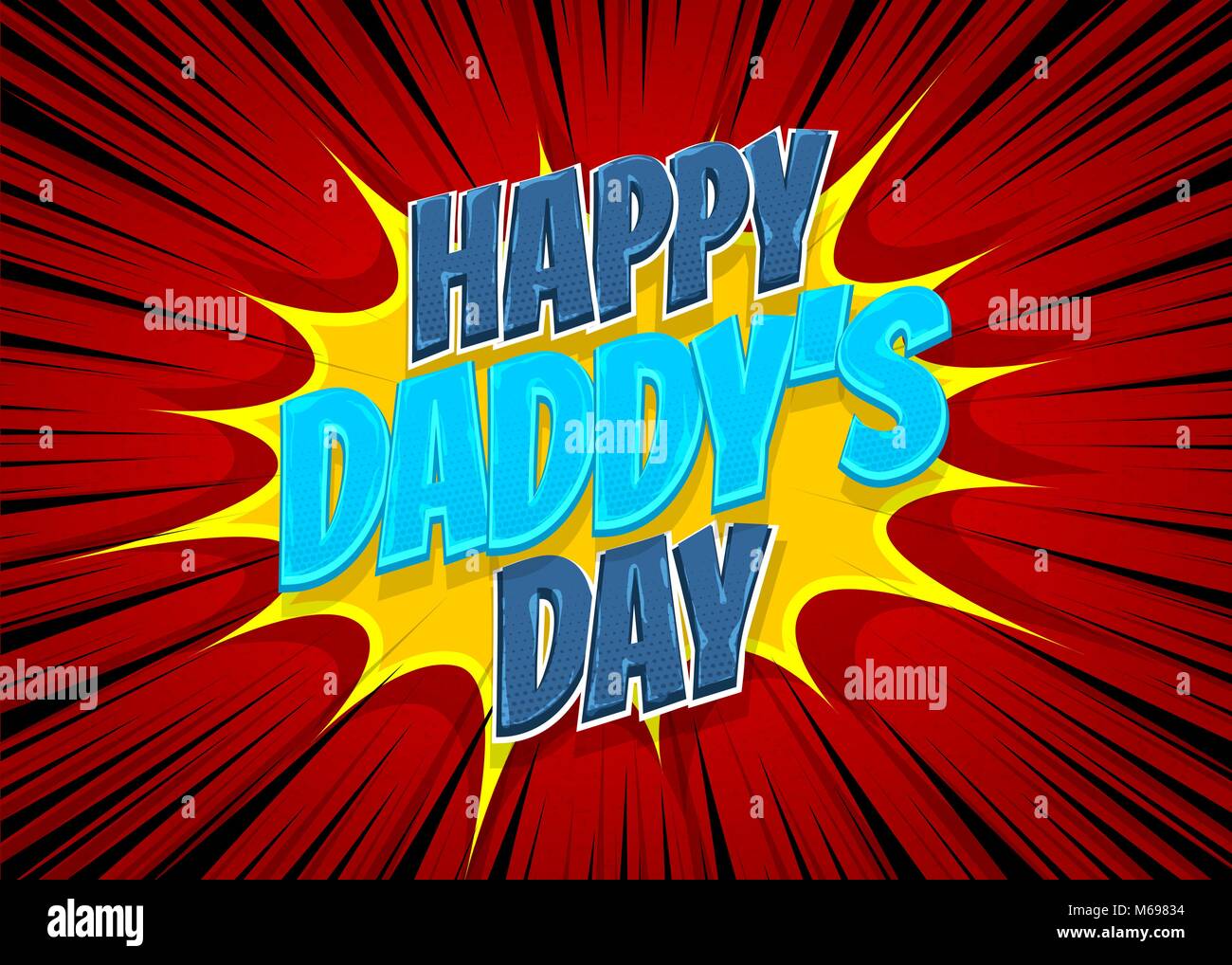 Happy Fathers Day Comic Text Pop Art Stock Vector Image And Art Alamy