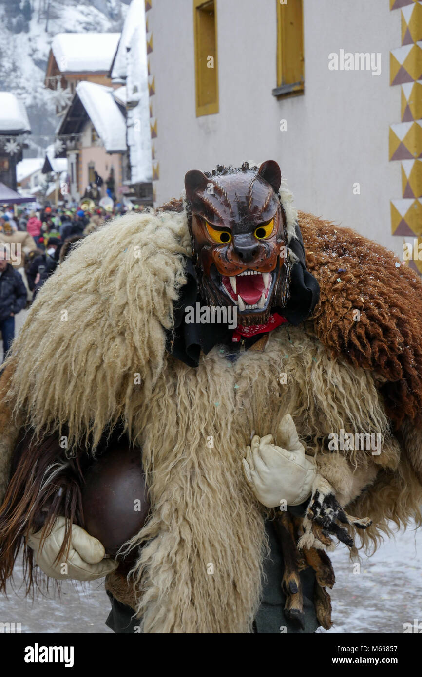 Traditional carnival in Evolene, Val d'Herens, Valais, Swiss Stock ...