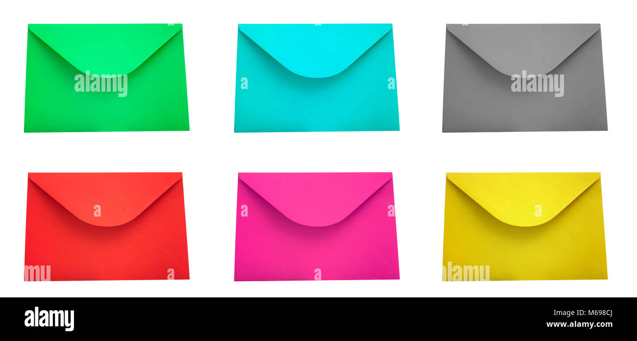 envelope set in colors isolated on white background Stock Photo - Alamy