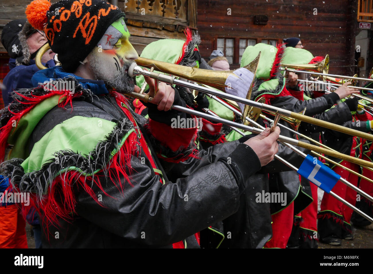 Traditional carnival in Evolene, Val d'Herens, Valais, Swiss Stock ...