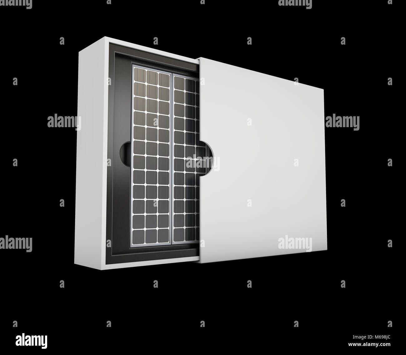 3d illustration of solar panels in the box, energy from the sun concept ...