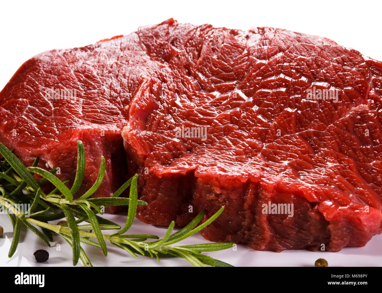 Fresh raw beef on white background Stock Photo - Alamy