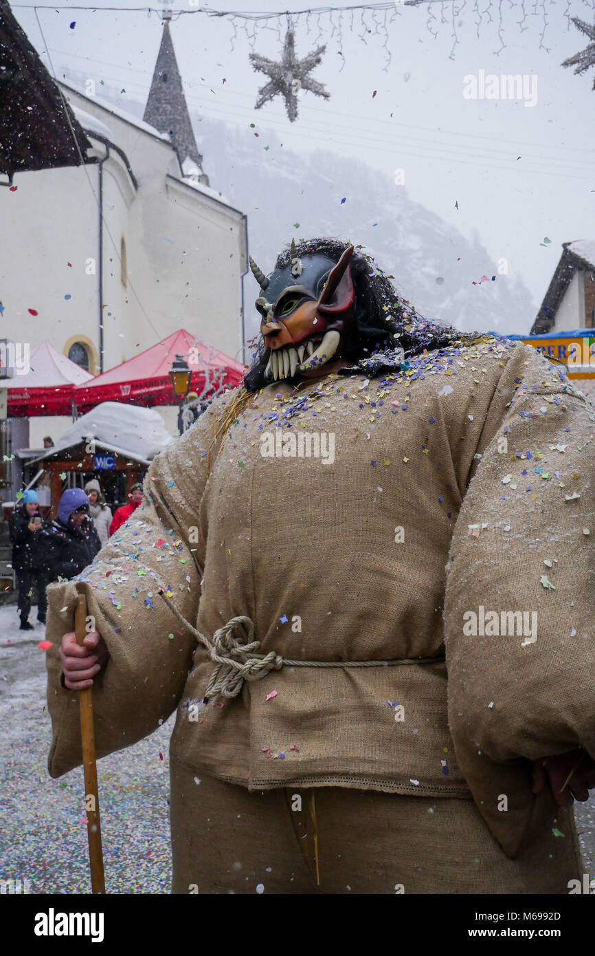 Traditional carnival in Evolene, Val d'Herens, Valais, Swiss Stock ...
