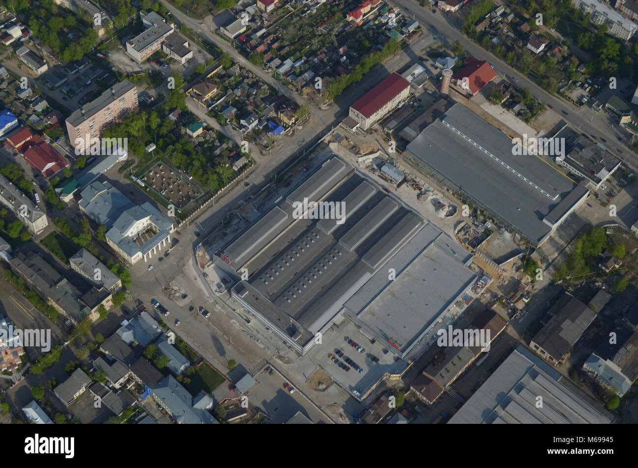 Kovrov, Russia. 8 May 2016. Kovrov city from the air. Shopping center ...