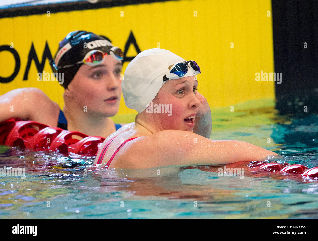 Hannah Miley (right) after swimming to second place in the Women's ...