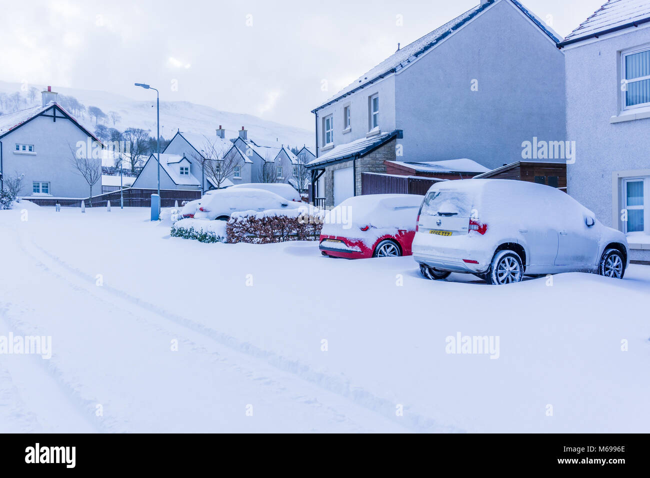 Largs, Scotland, UK - March 01, 2018: Heavy snow on cars after Storm ...