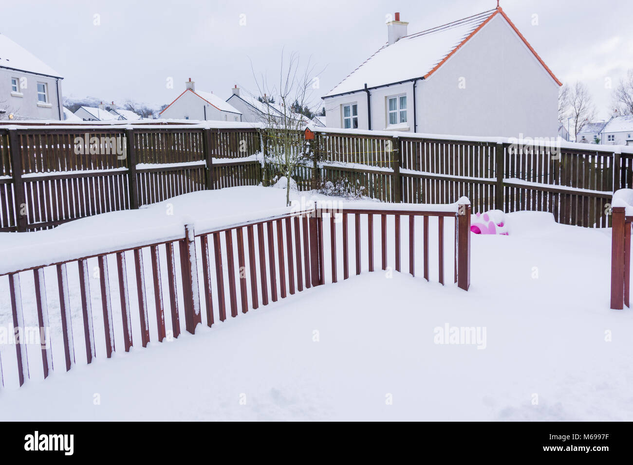 Largs, Scotland, UK - March 01, 2018: Garden Decking Covered in Snow ...
