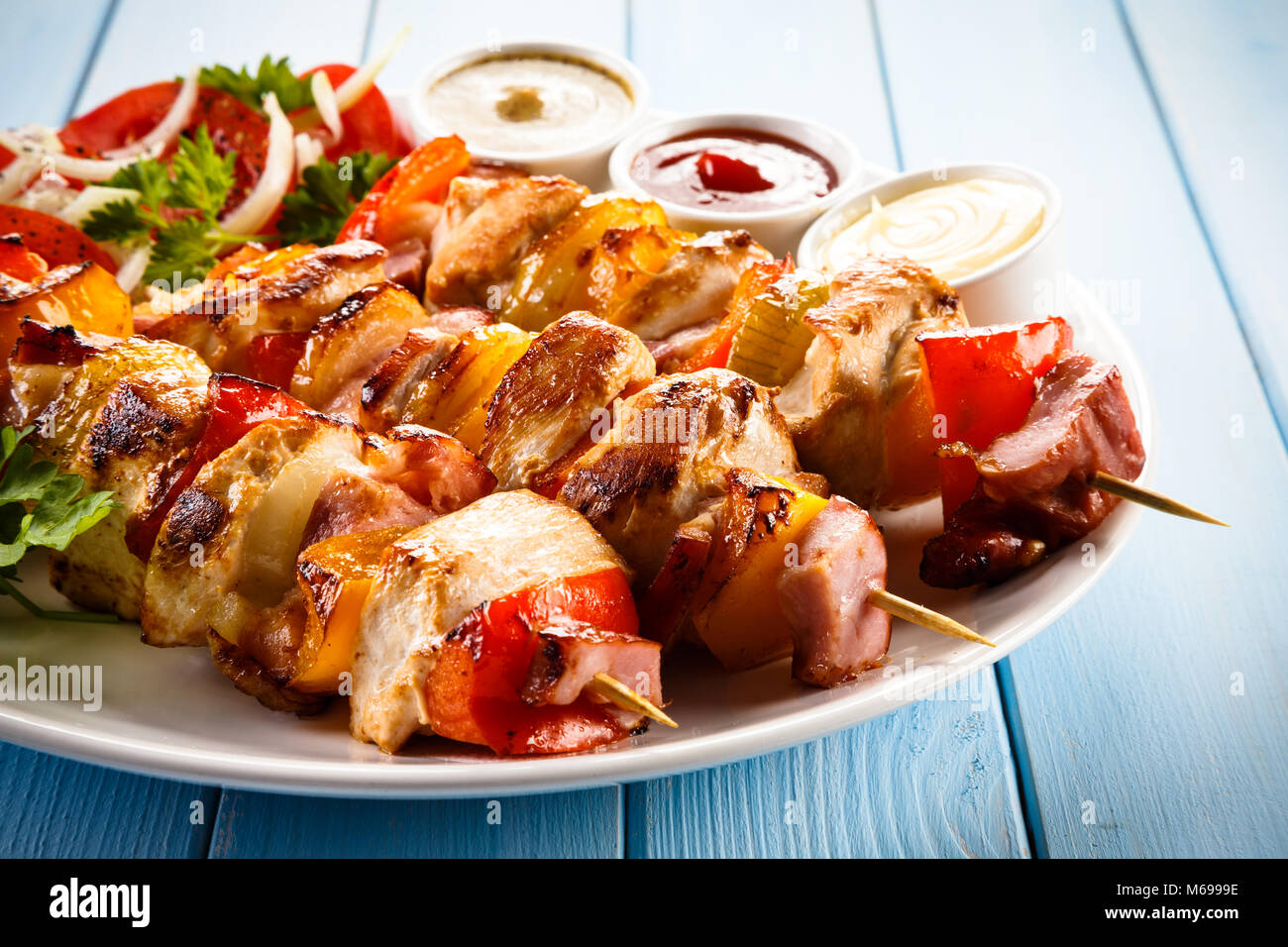 Kebab - grilled meat and vegetables Stock Photo - Alamy
