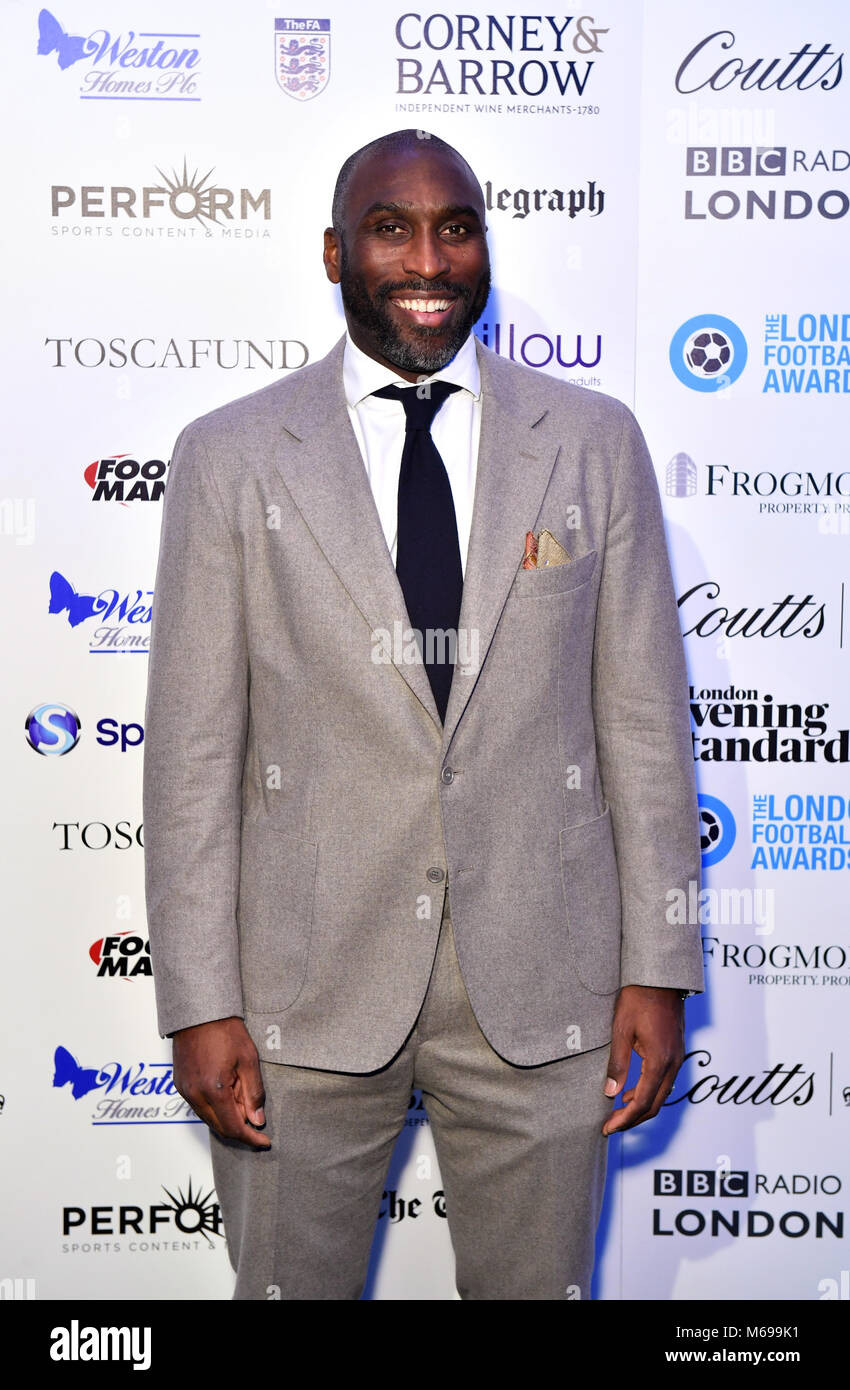 Sol Campbell arriving for the 2018 London football Awards at Battersea ...
